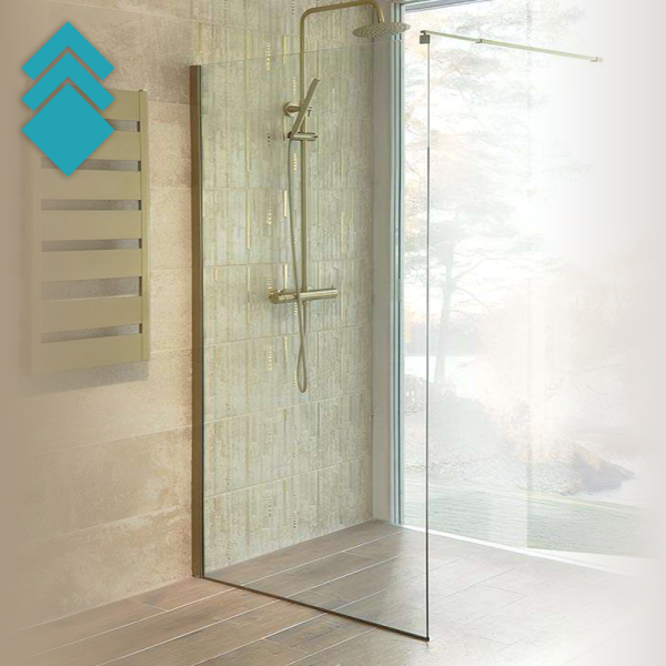 Tuš kabina - tuš stena 90cm Gold, 8mm staklo, zlatni ram
